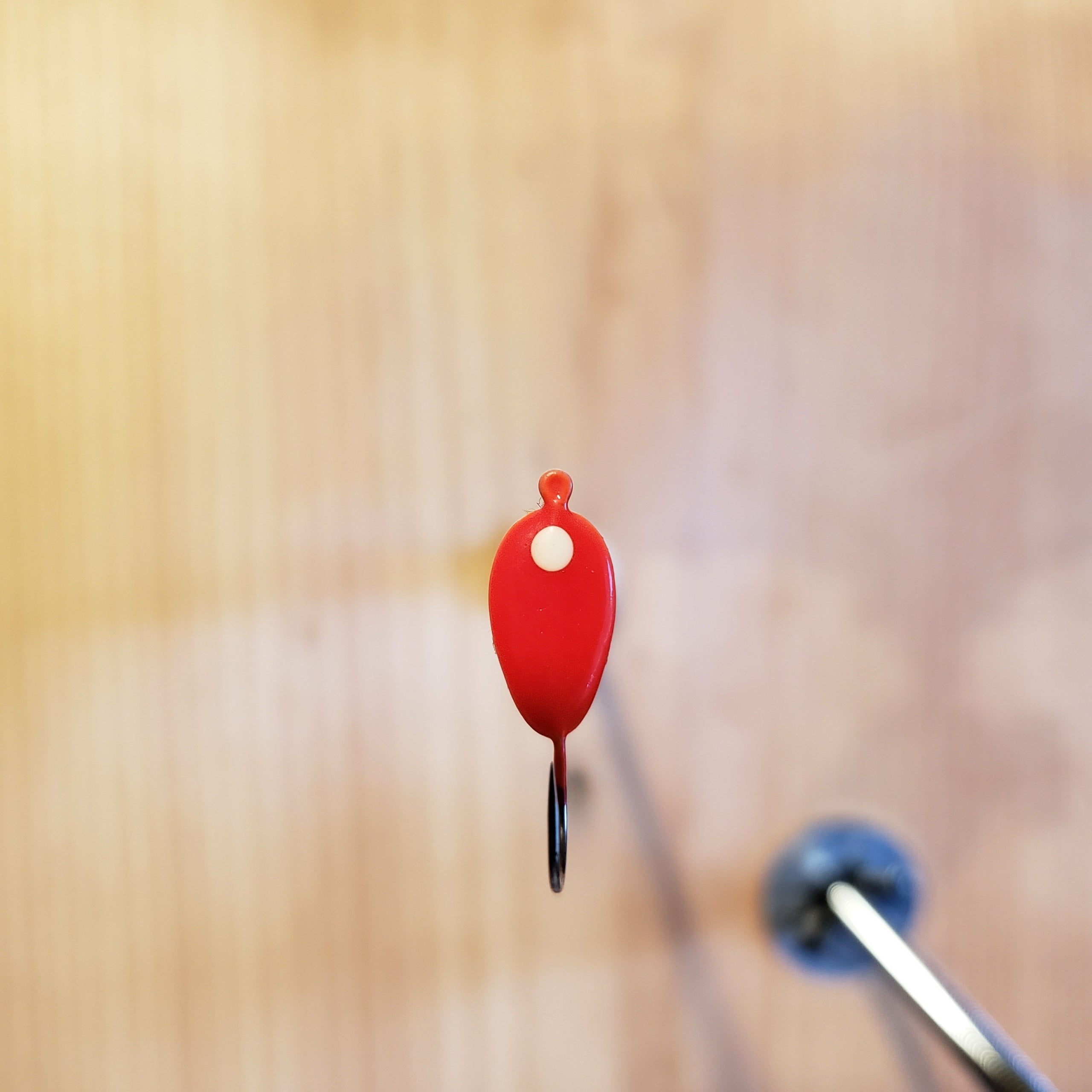 Ice Jig Size 6 Teardrop,#3163 Fire Red with White Dot. | Trio Tackle
